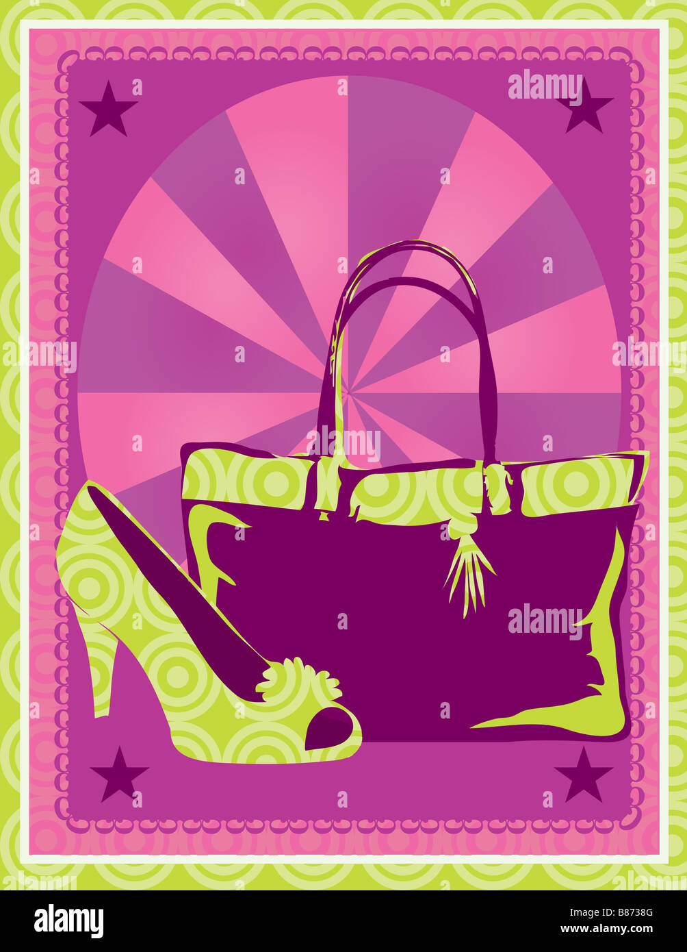 Stylized graphic of a handbag and a shoe Stock Photo - Alamy