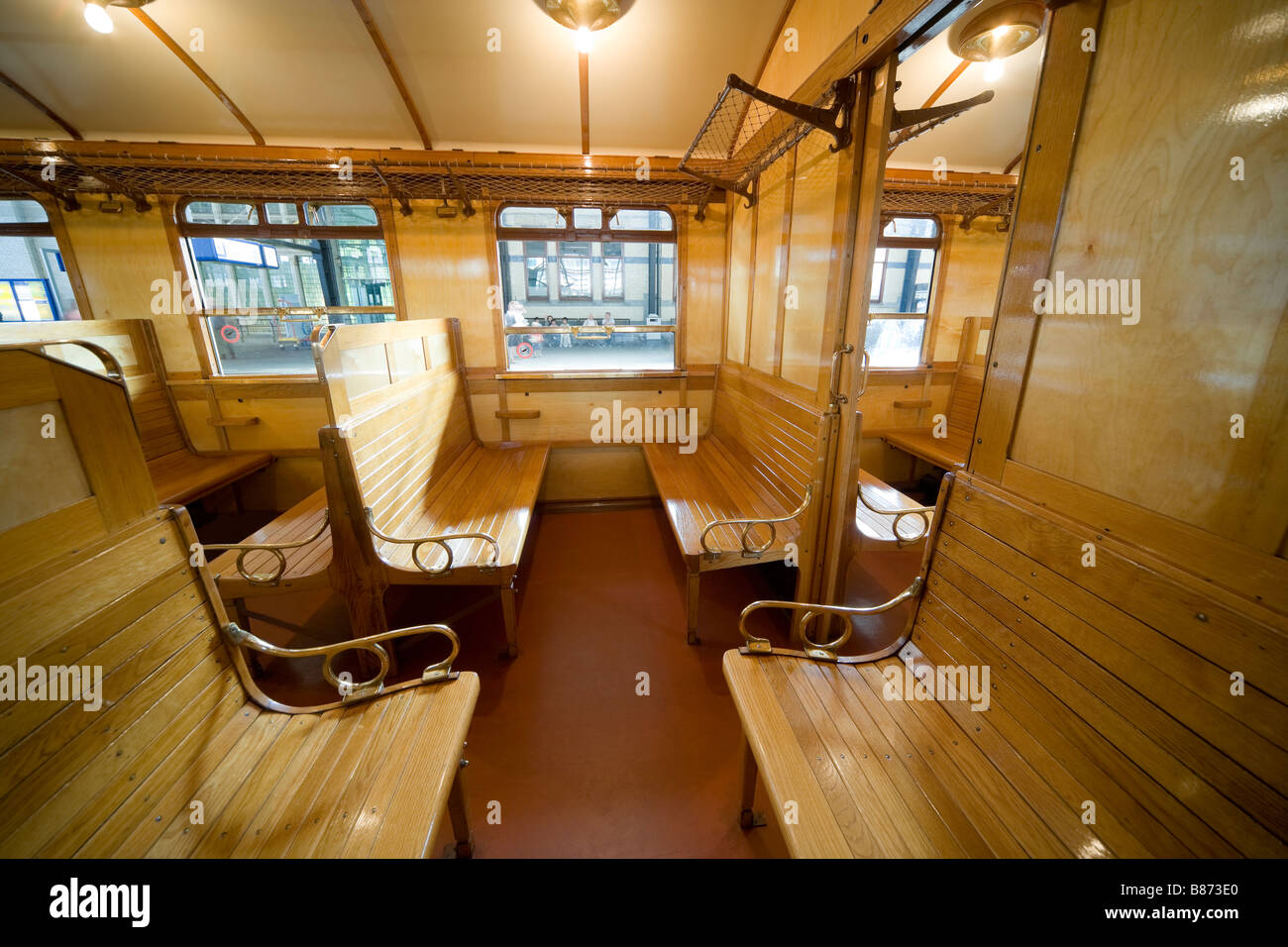 Interior of a Dutch International early 20th century railway carriage ...