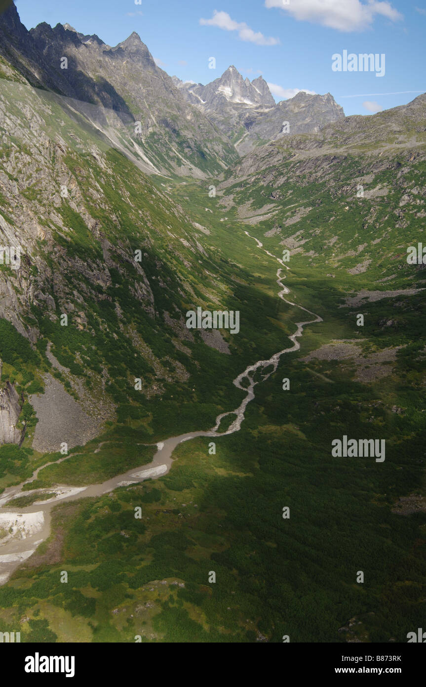 aerial view mountain stream Denali National Park Alaska Stock Photo - Alamy