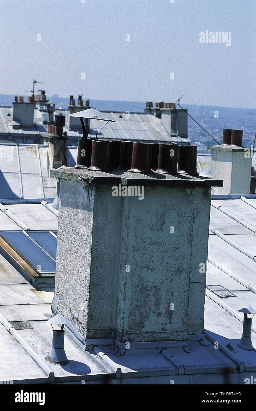 Rooftops of Paris and chimneys Stock Photo - Alamy