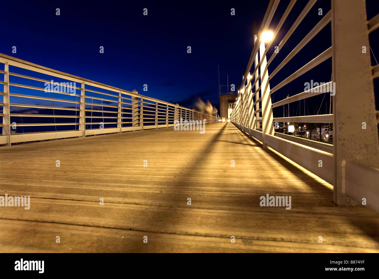 wooden walkway at night Stock Photo - Alamy