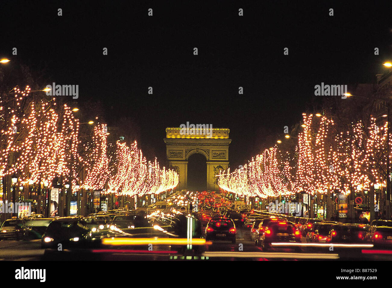 Paris, The Champs-Elysees at night Stock Photo - Alamy