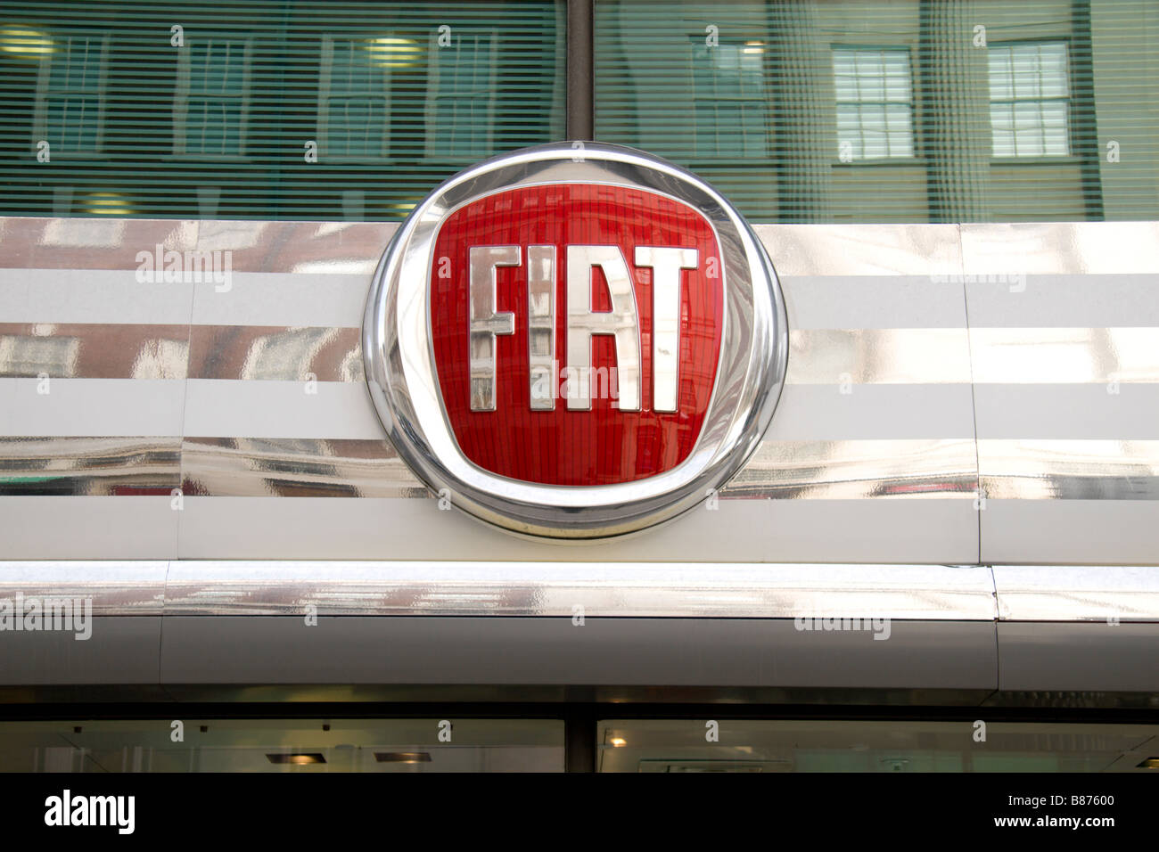 A shop sign above the Fiat car showroom on Wigmore Street, London. Jan ...