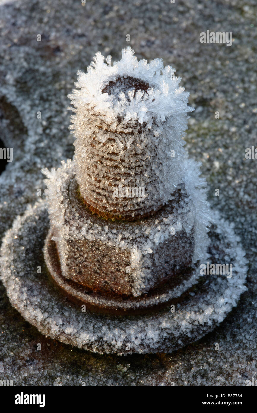 frost on rusty metal farm equipment Stock Photo - Alamy