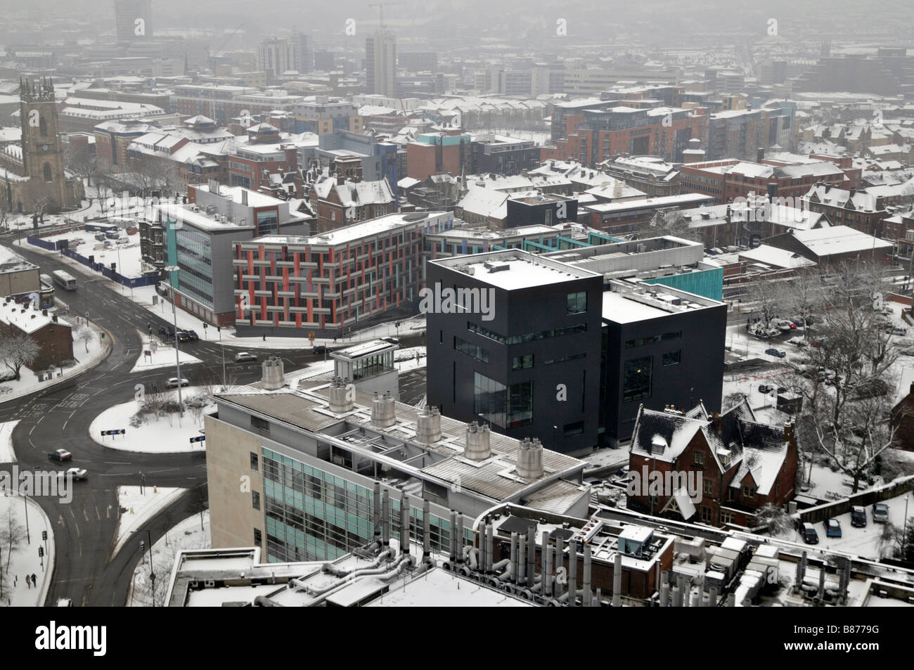 Snow scene in Sheffield South Yorkshire after heavy snowfall England UK ...