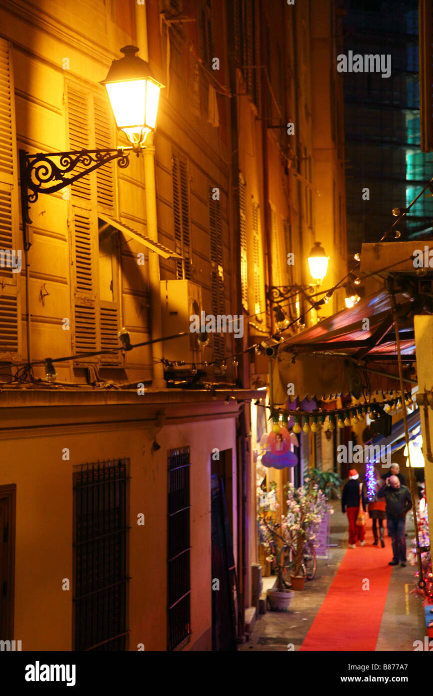 street scene at night, Old Town Nice, France Stock Photo - Alamy
