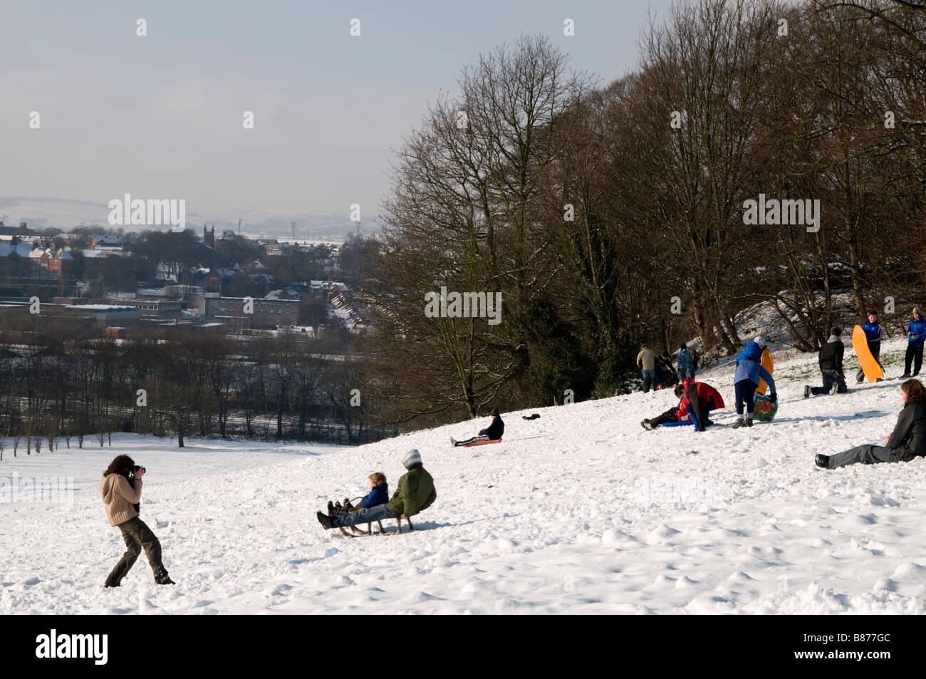 Snow scene in Chesterfield Derbyshire after heavy snowfall England UK ...