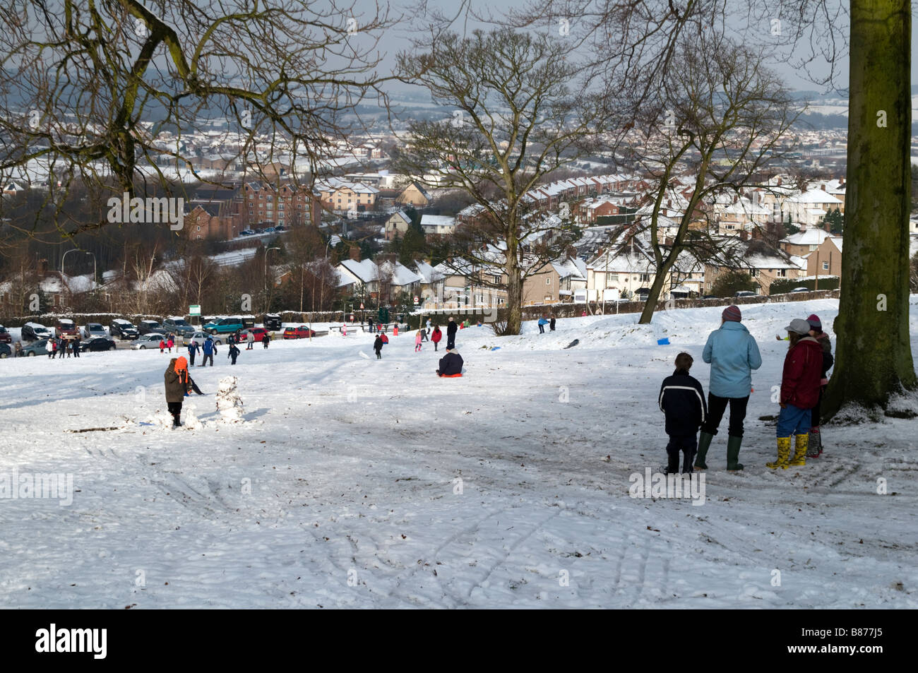 Snow scene in Chesterfield Derbyshire after heavy snowfall England UK ...