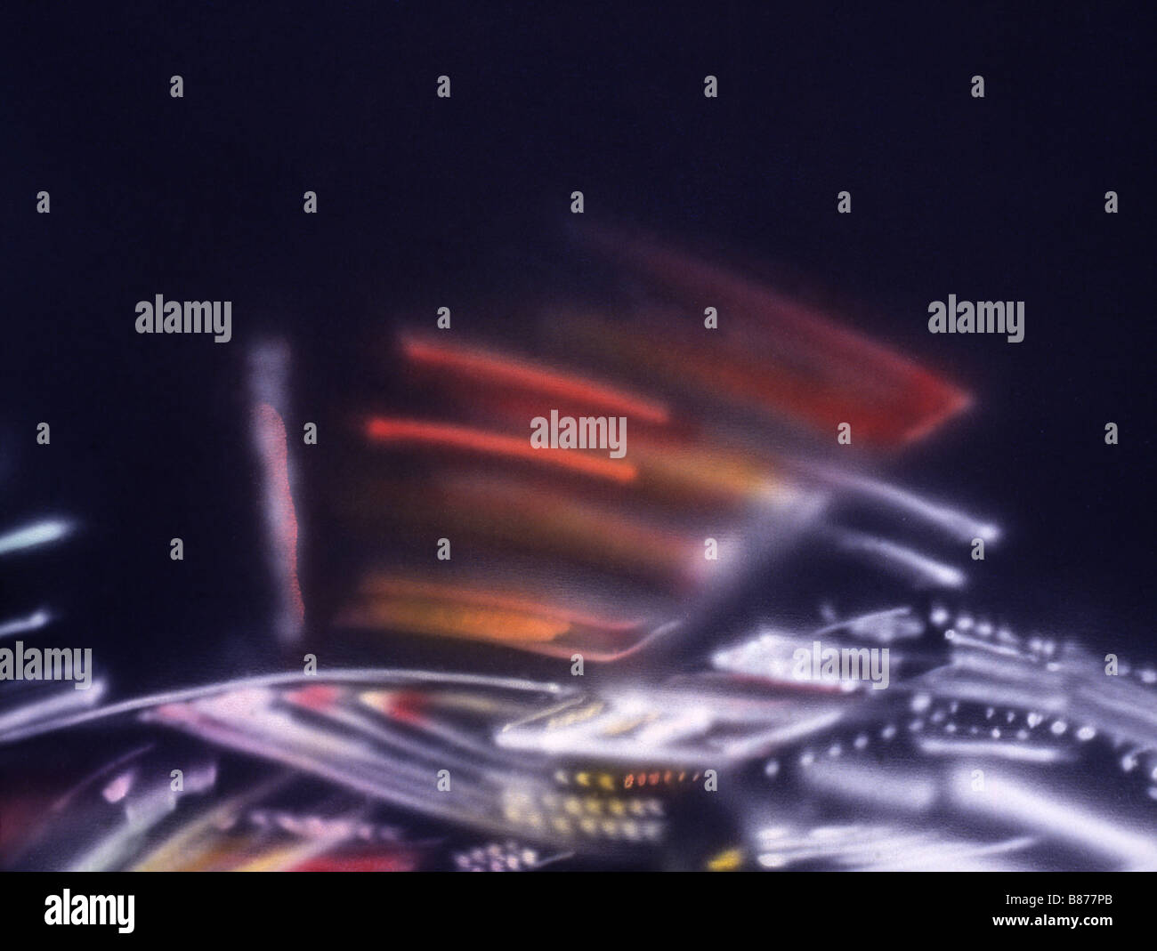 Painted backdrop. Night lights effects Stock Photo - Alamy