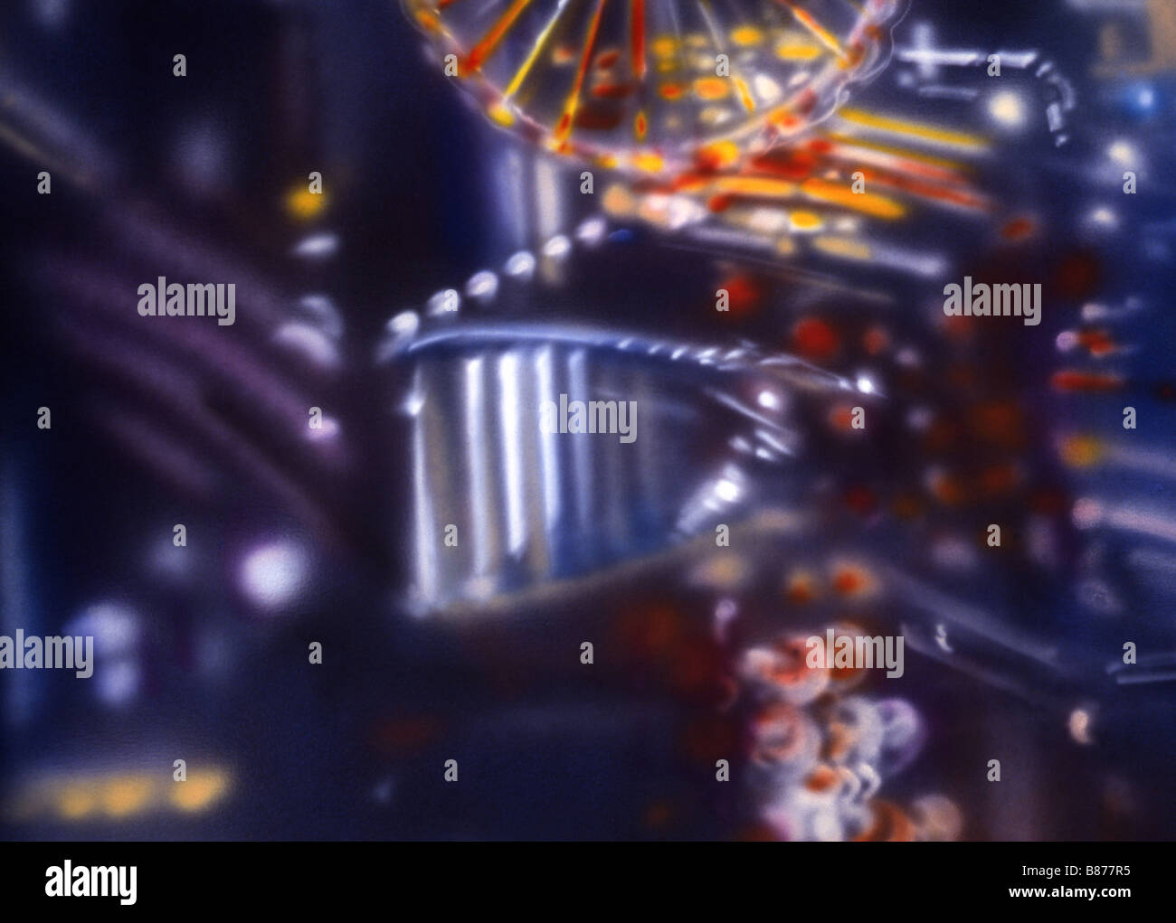 Painted backdrop. Night lights effects Stock Photo - Alamy