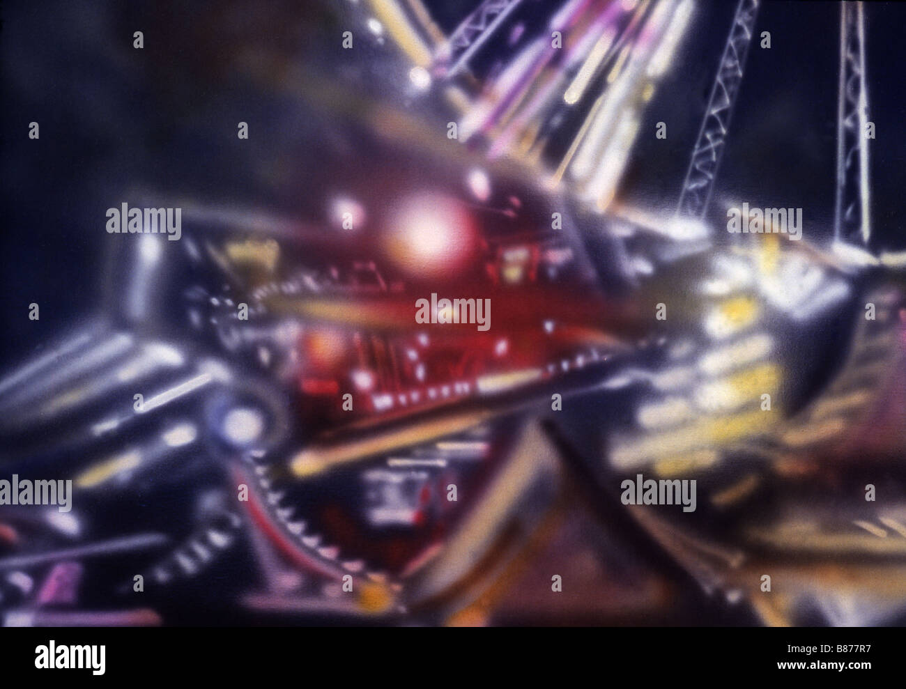 Painted backdrop. Night lights effects Stock Photo - Alamy