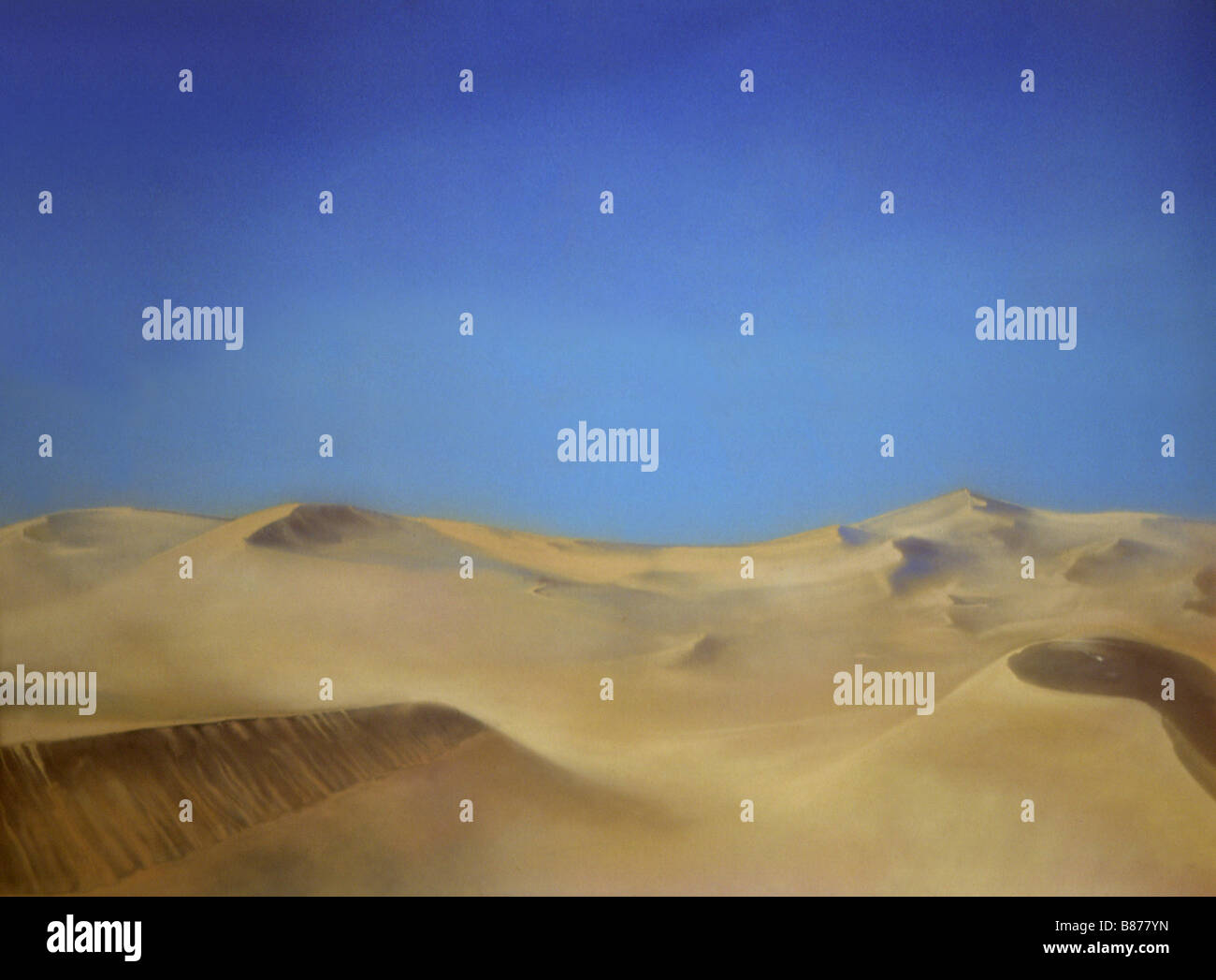 Painted canvas tarp. Desert landscape Stock Photo - Alamy
