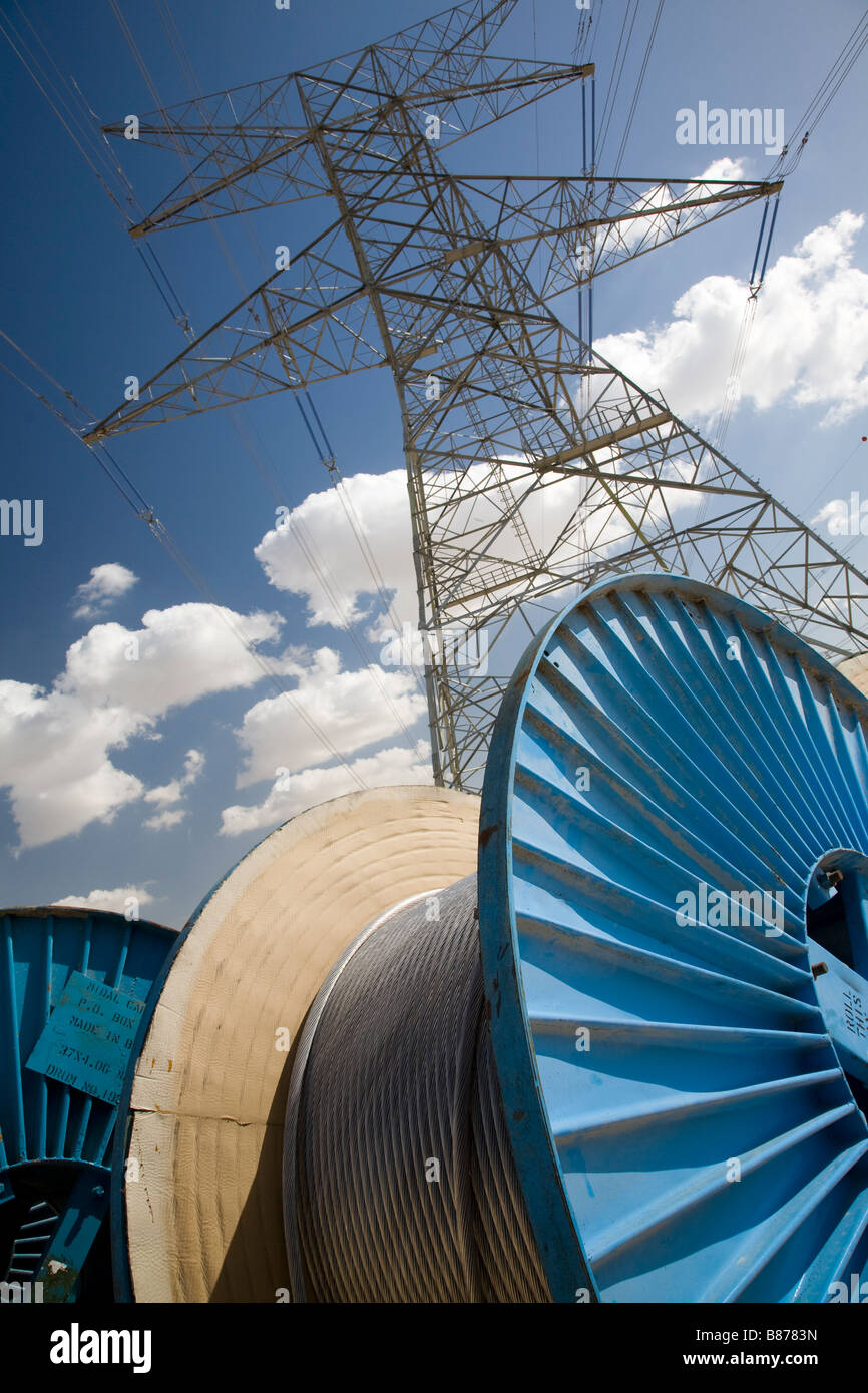 power transmission lines electricity cable spool Stock Photo - Alamy