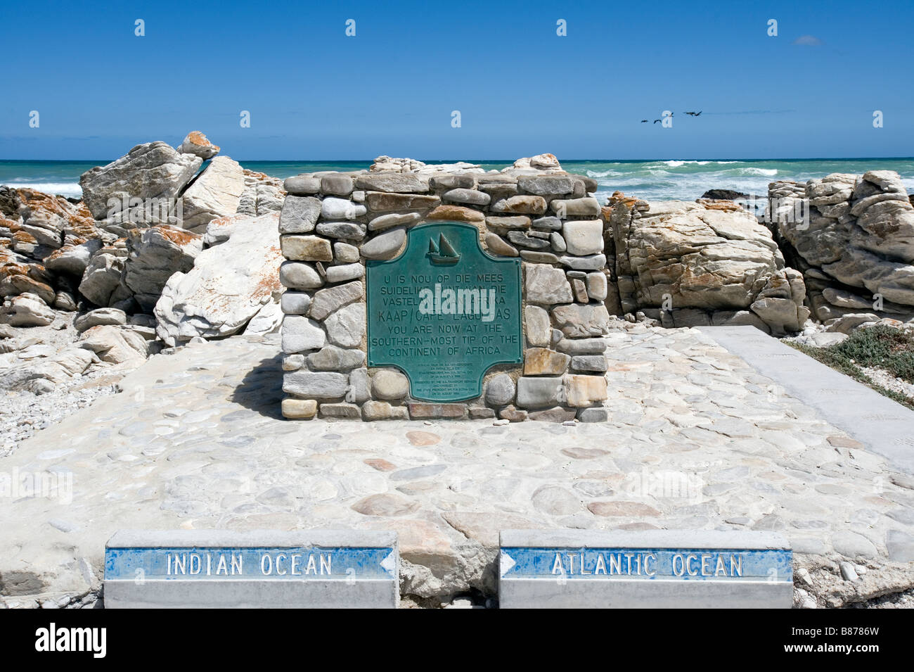 Monument at Cape Agulhas the southernmost point of Africa Stock Photo ...