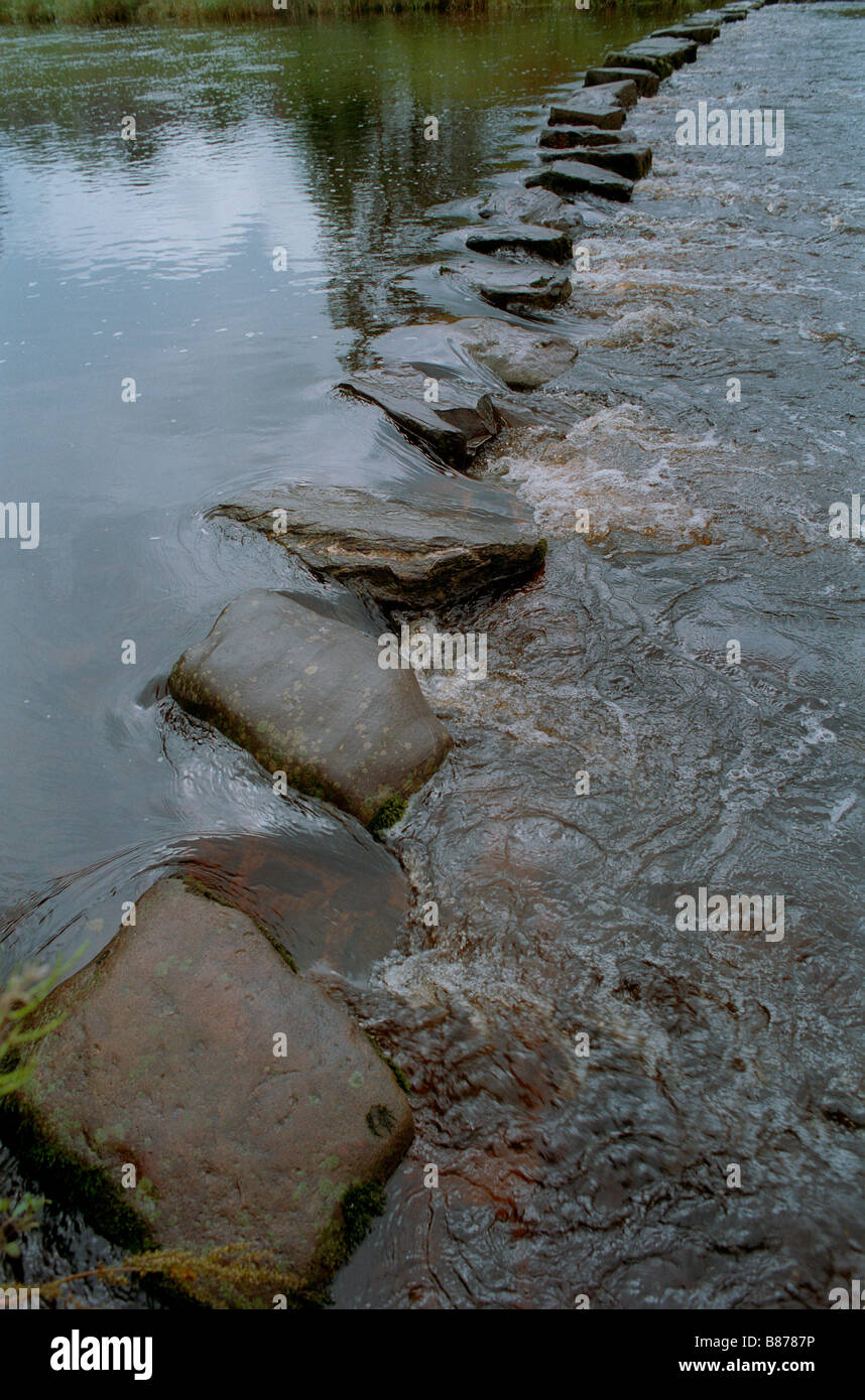 Stepping stones across the River Hodder, Lancashire, England Stock ...