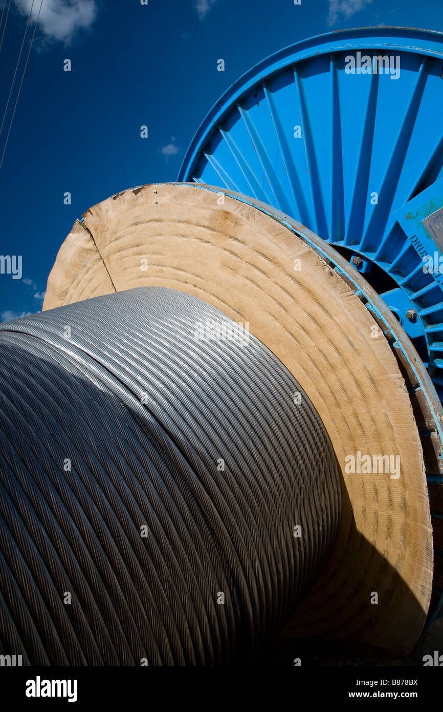 power transmission lines electricity cable spool Stock Photo - Alamy