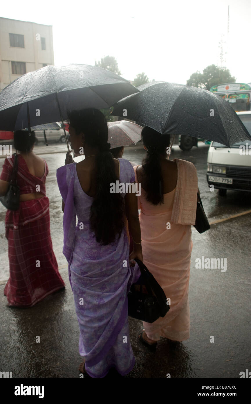 Woman with umbrellas in rain Colombo Sri Lanka 3697 Stock Photo - Alamy