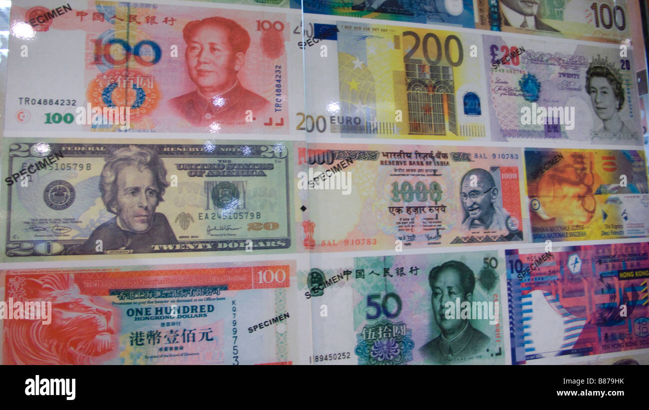 Bank notes on display Stock Photo - Alamy