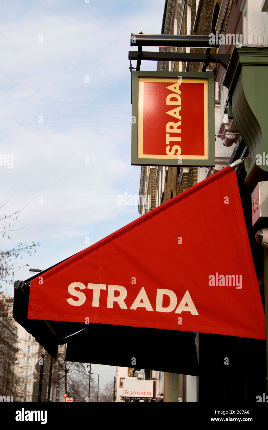 A shop sign above the Strada restaurant, Baker Street, London. Jan 2009 ...