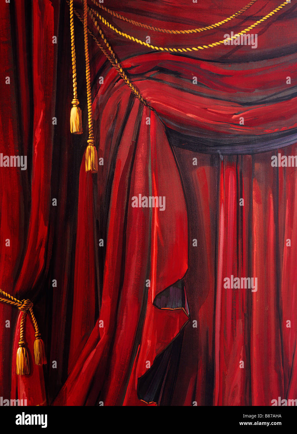 Painted backdrop. Stage curtain Stock Photo - Alamy