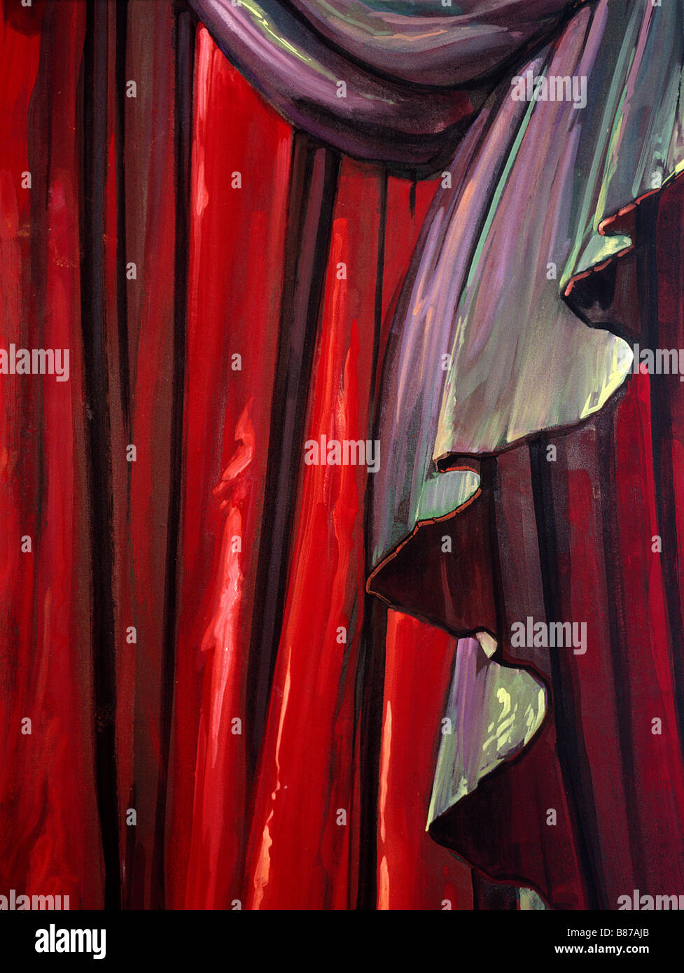 Painted backdrop. Stage curtain Stock Photo - Alamy