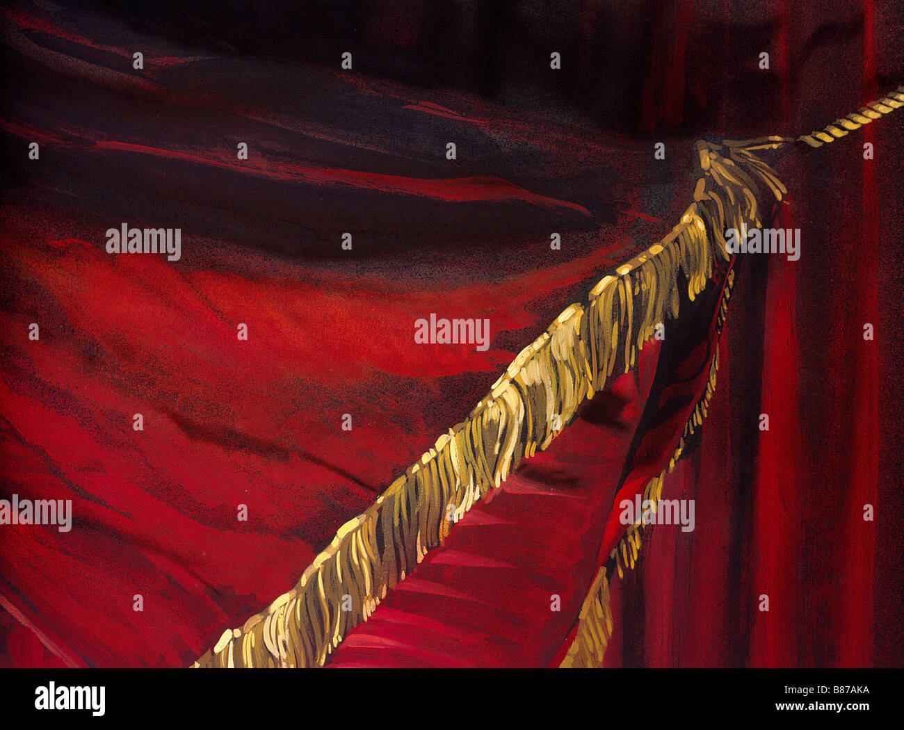 Painted backdrop. Stage curtain Stock Photo - Alamy