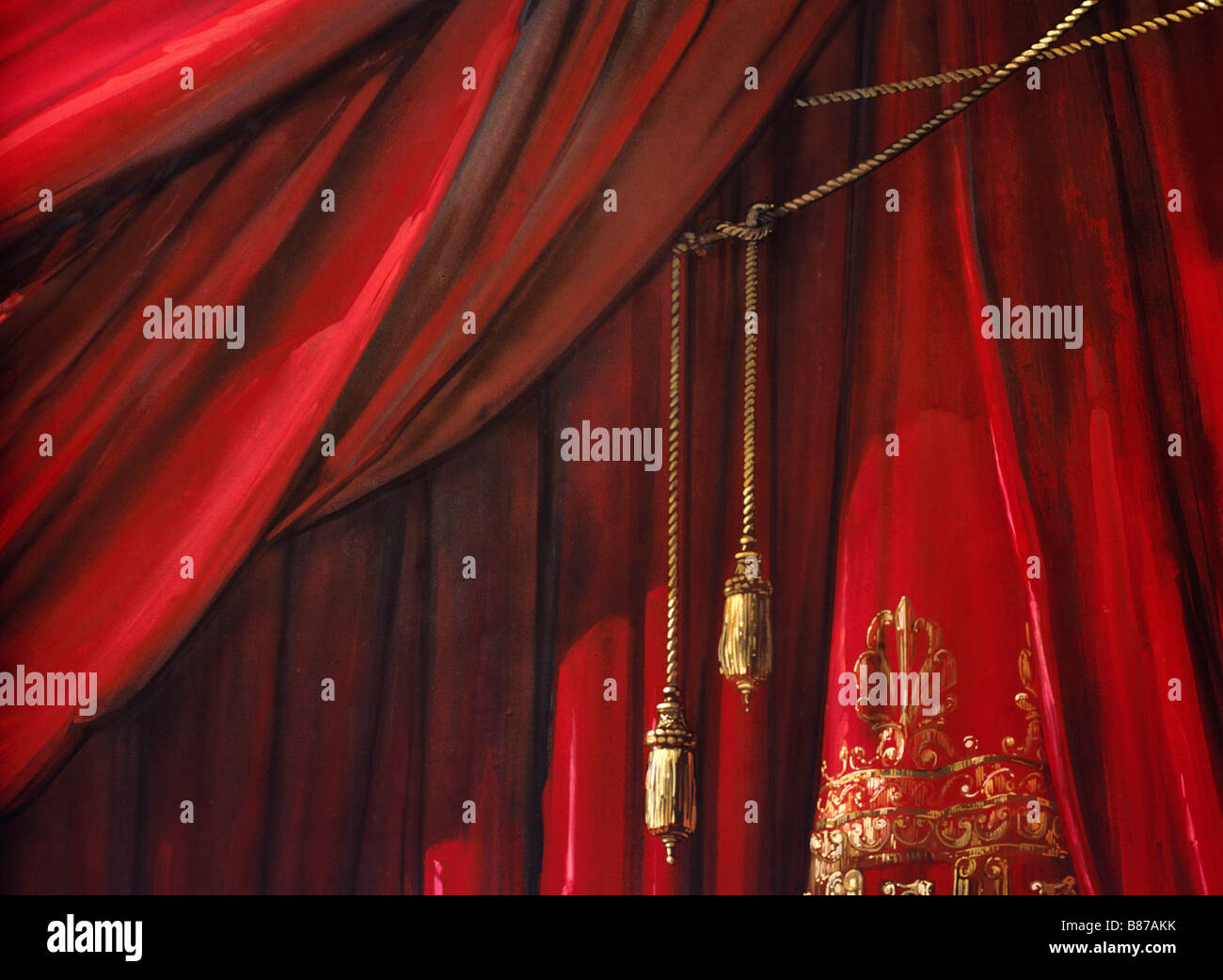 Painted backdrop. Stage curtain Stock Photo - Alamy
