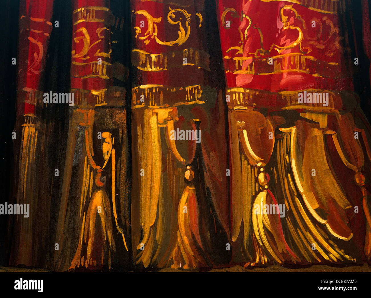 Painted backdrop. Stage curtain Stock Photo - Alamy