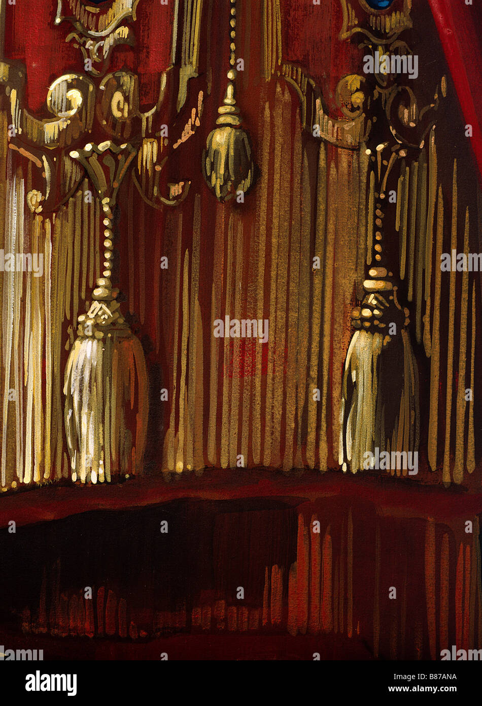 Painted backdrop. Stage curtain Stock Photo - Alamy