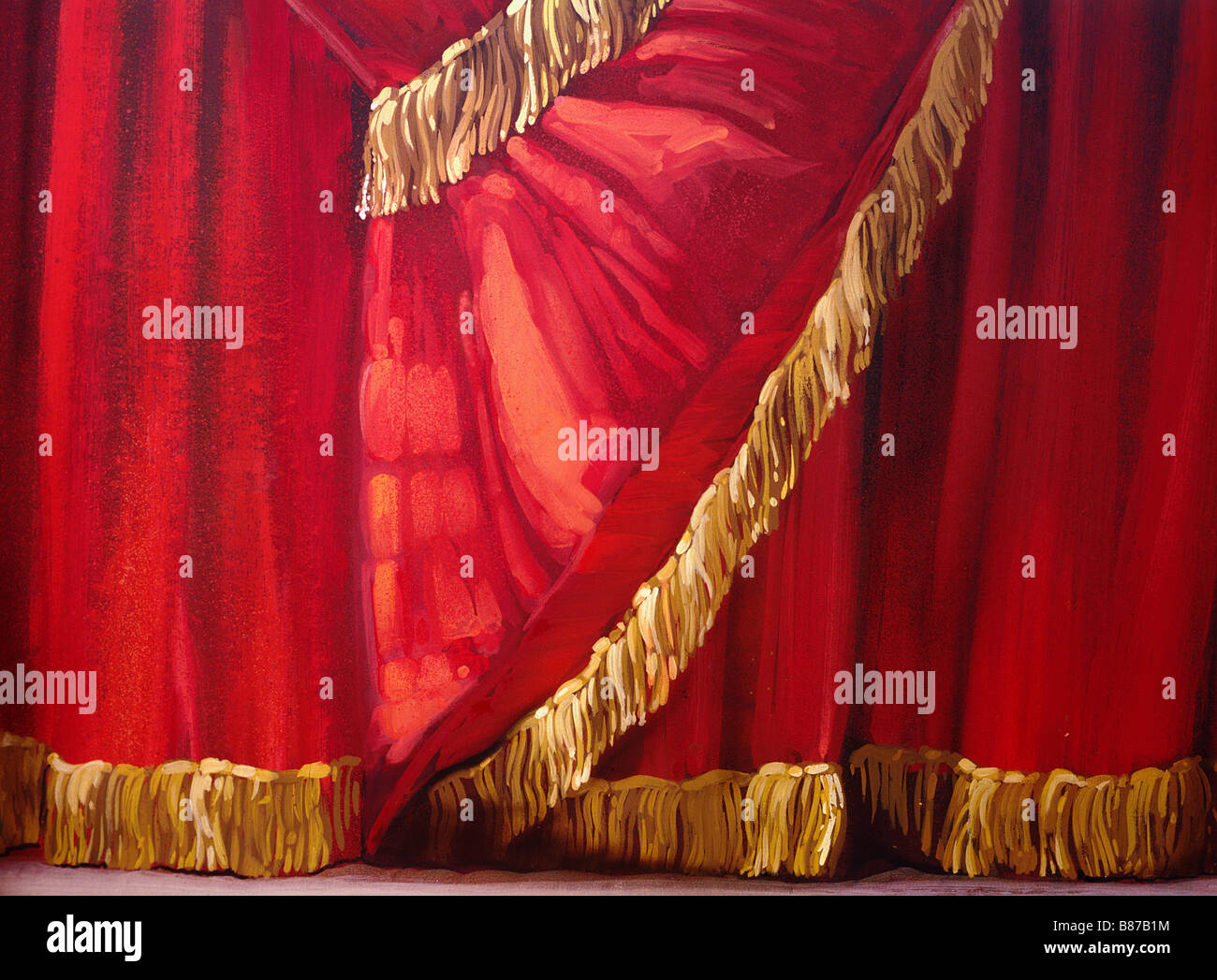 Painted backdrop. Stage curtain Stock Photo - Alamy