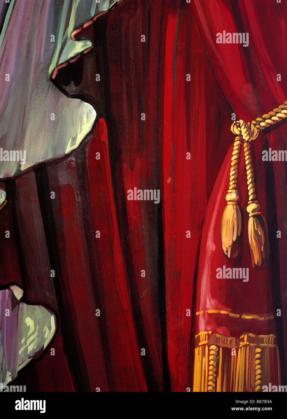 Painted backdrop. Stage curtain Stock Photo - Alamy
