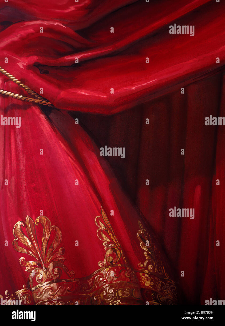 Painted backdrop. Stage curtain Stock Photo - Alamy