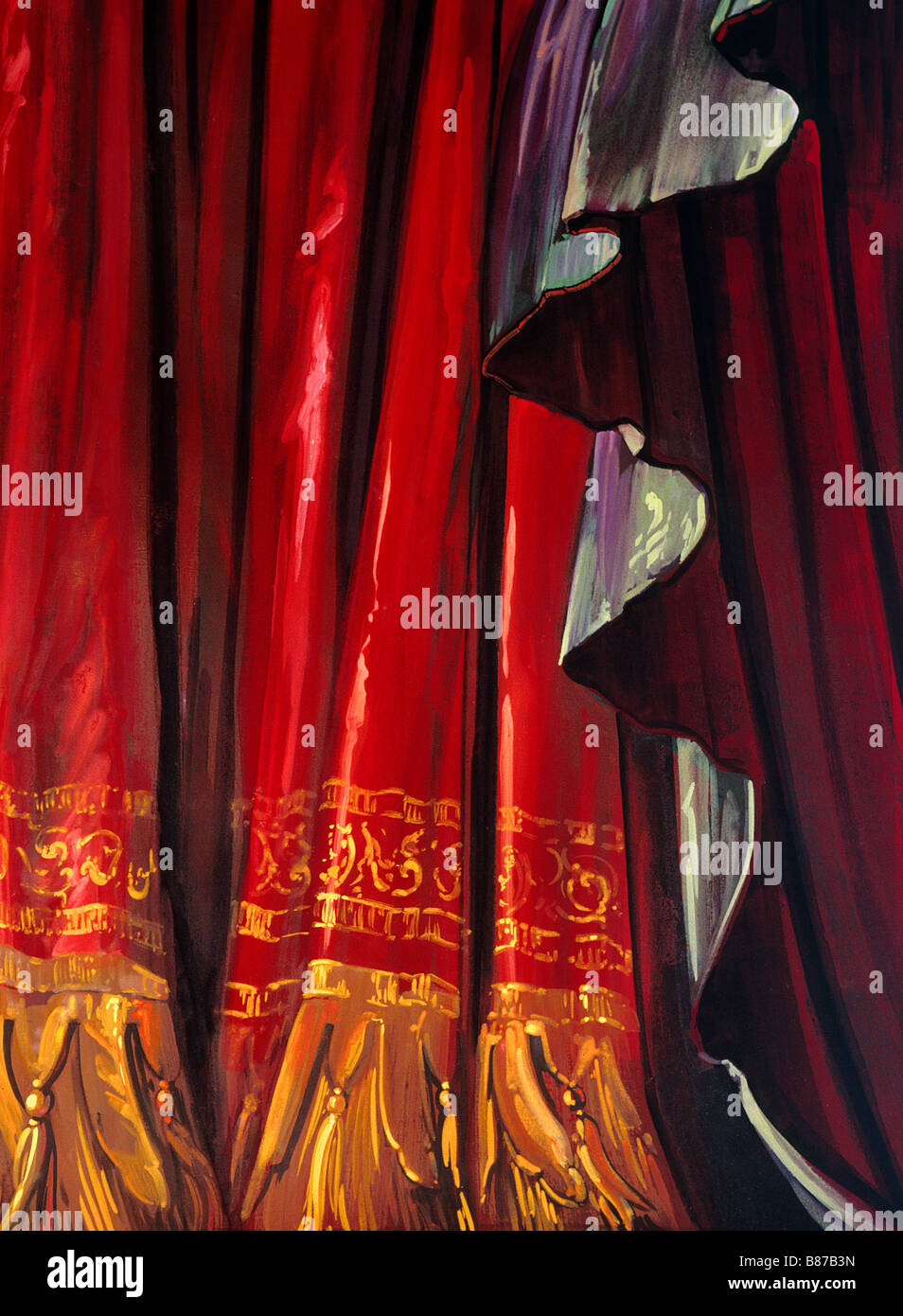 Painted backdrop. Stage curtain Stock Photo - Alamy