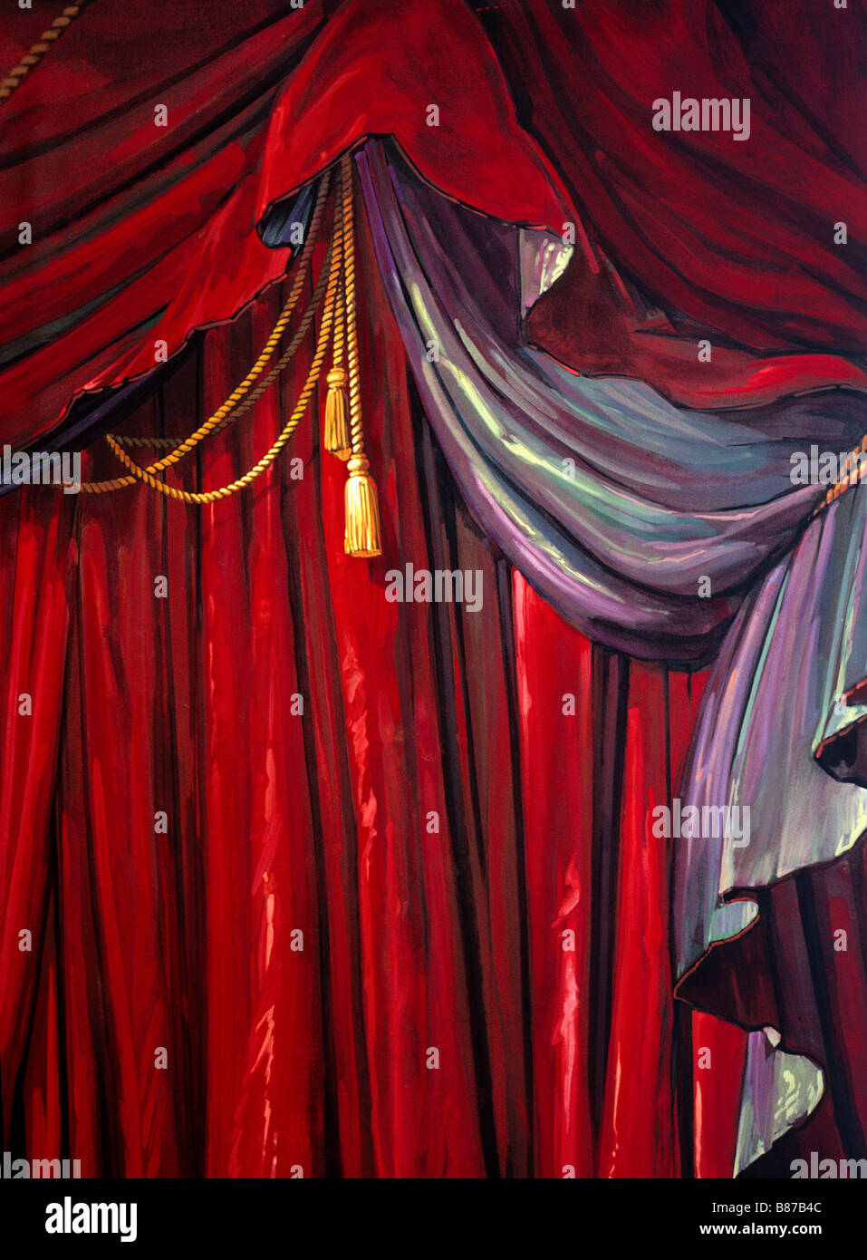 Painted backdrop. Stage curtain Stock Photo - Alamy