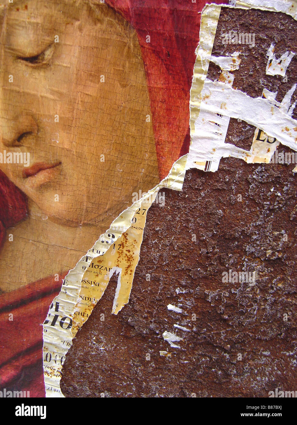 Poster teared down from a wall in Venice Stock Photo - Alamy