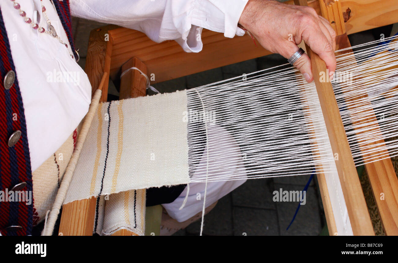 Weaver in traditional clothes at fiesta on gran canaria Stock Photo - Alamy