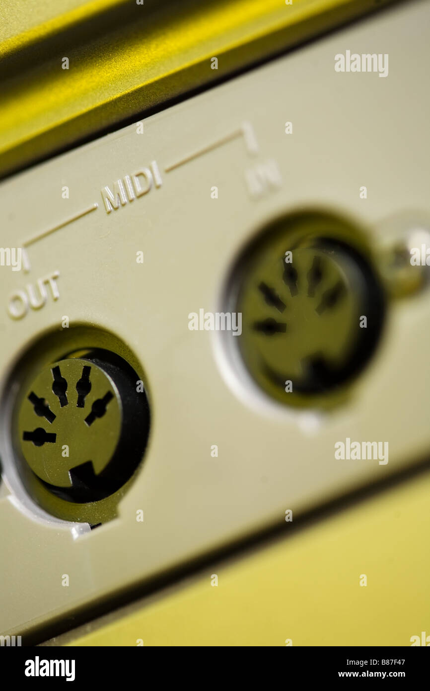 Midi input output female connections Stock Photo - Alamy