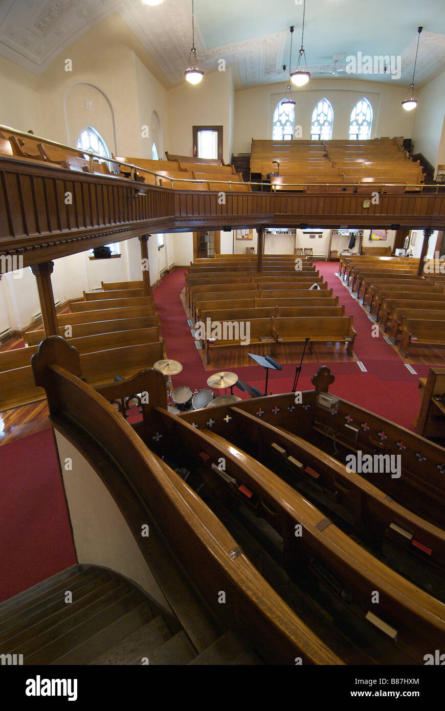 Old church wooden bench chairs in the Cathedral Church Stock Photo - Alamy