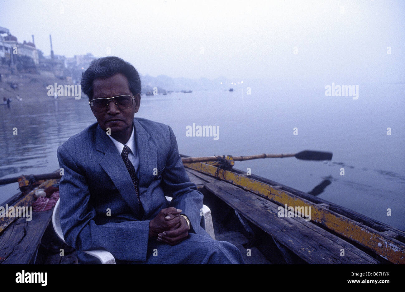 Portrait of Indian gentleman and devotee, Varanasi, India Stock Photo ...