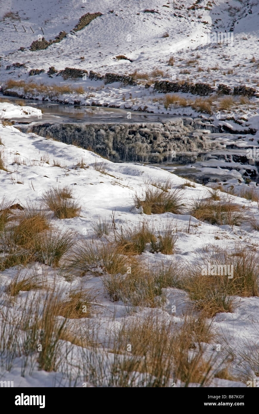 Half frozen waterfall Stock Photo - Alamy