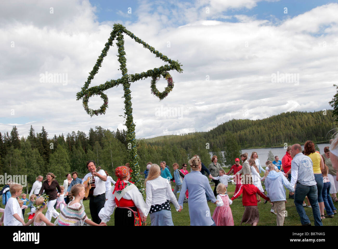 Swedish people celebrate the mid summer (midsommar) festival in a ...