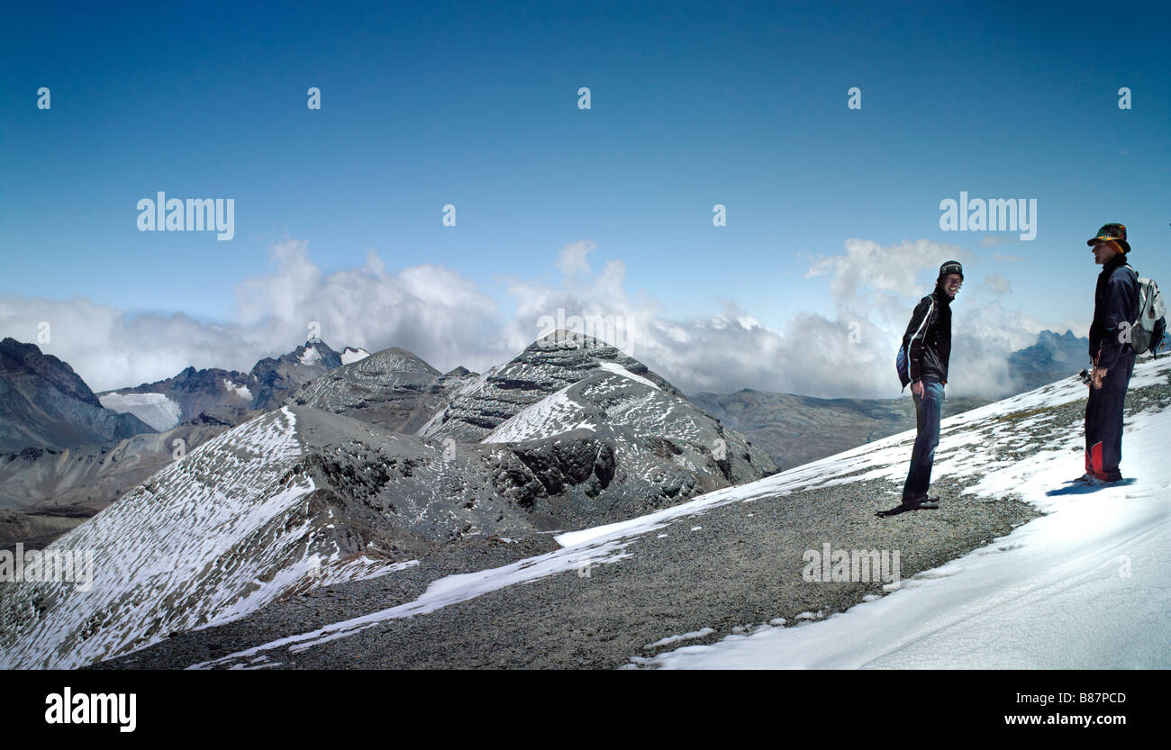 summit success mountain climbing Bolivia horizontal youth blue sky ...