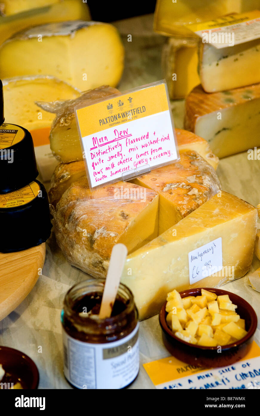 Cheese counter at Paxton & Whitfield, Bath, Avon, UK Stock Photo - Alamy