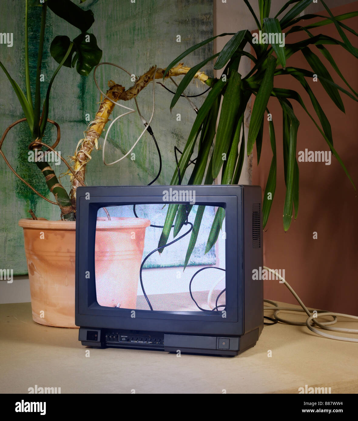 Idea, TV, Floor, Interior, Cables Stock Photo - Alamy