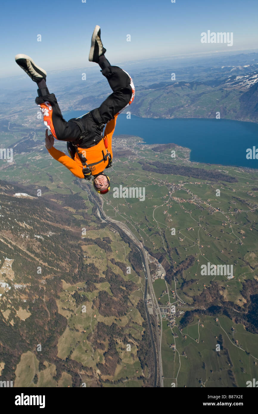Skydiver flying head down position hi-res stock photography and images ...