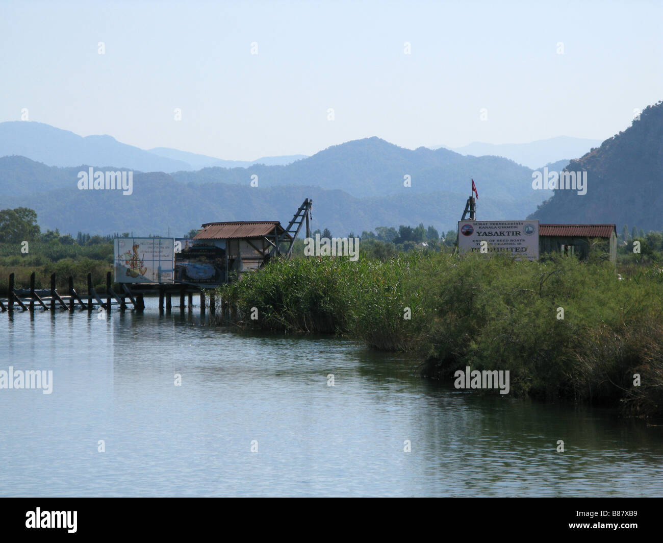 Gate post at the turtle sanctuary conservation area, Dalyan, Turkey ...