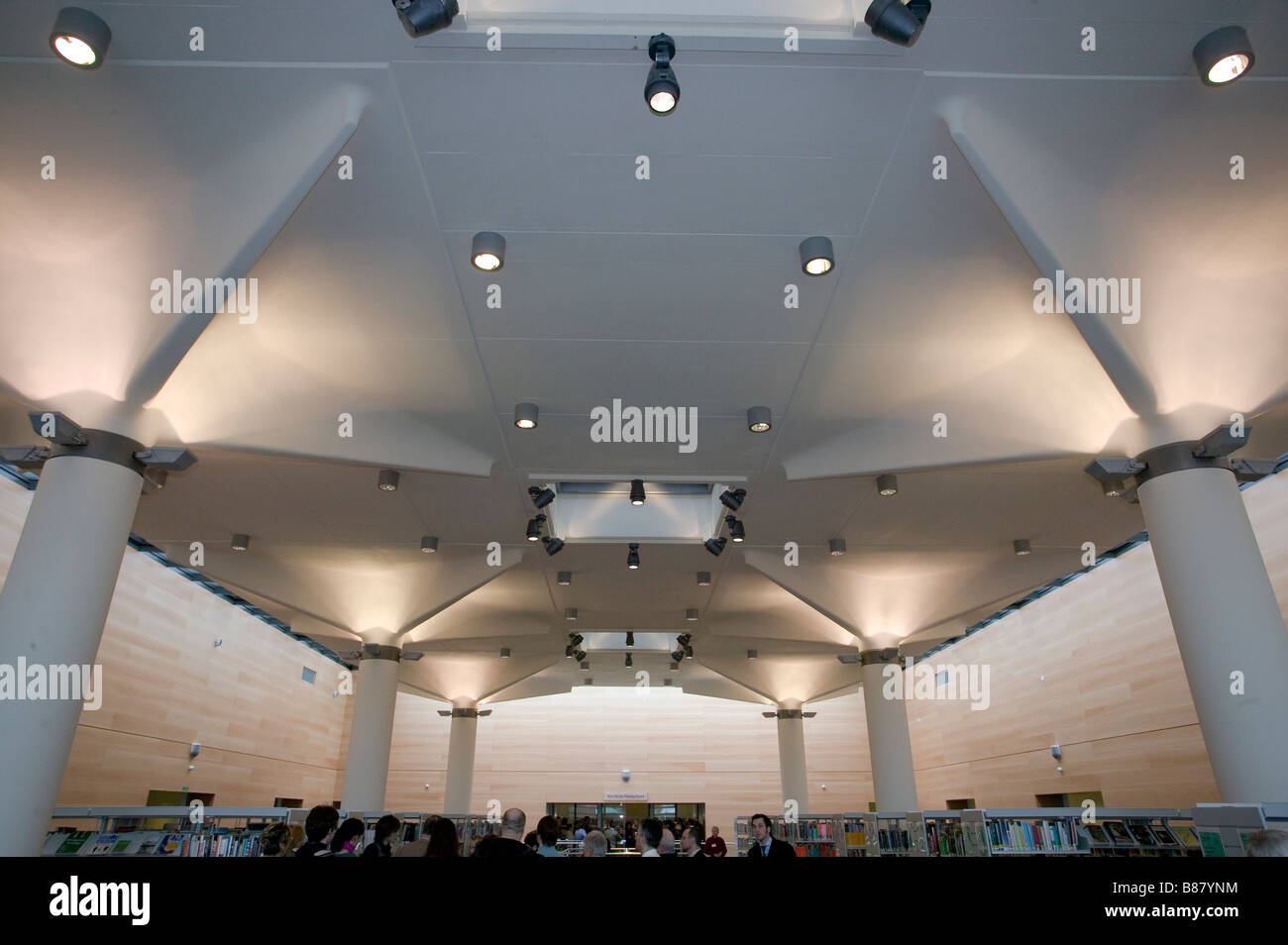 Cathedral like interior of Jubilee library Brighton showing some of the ...