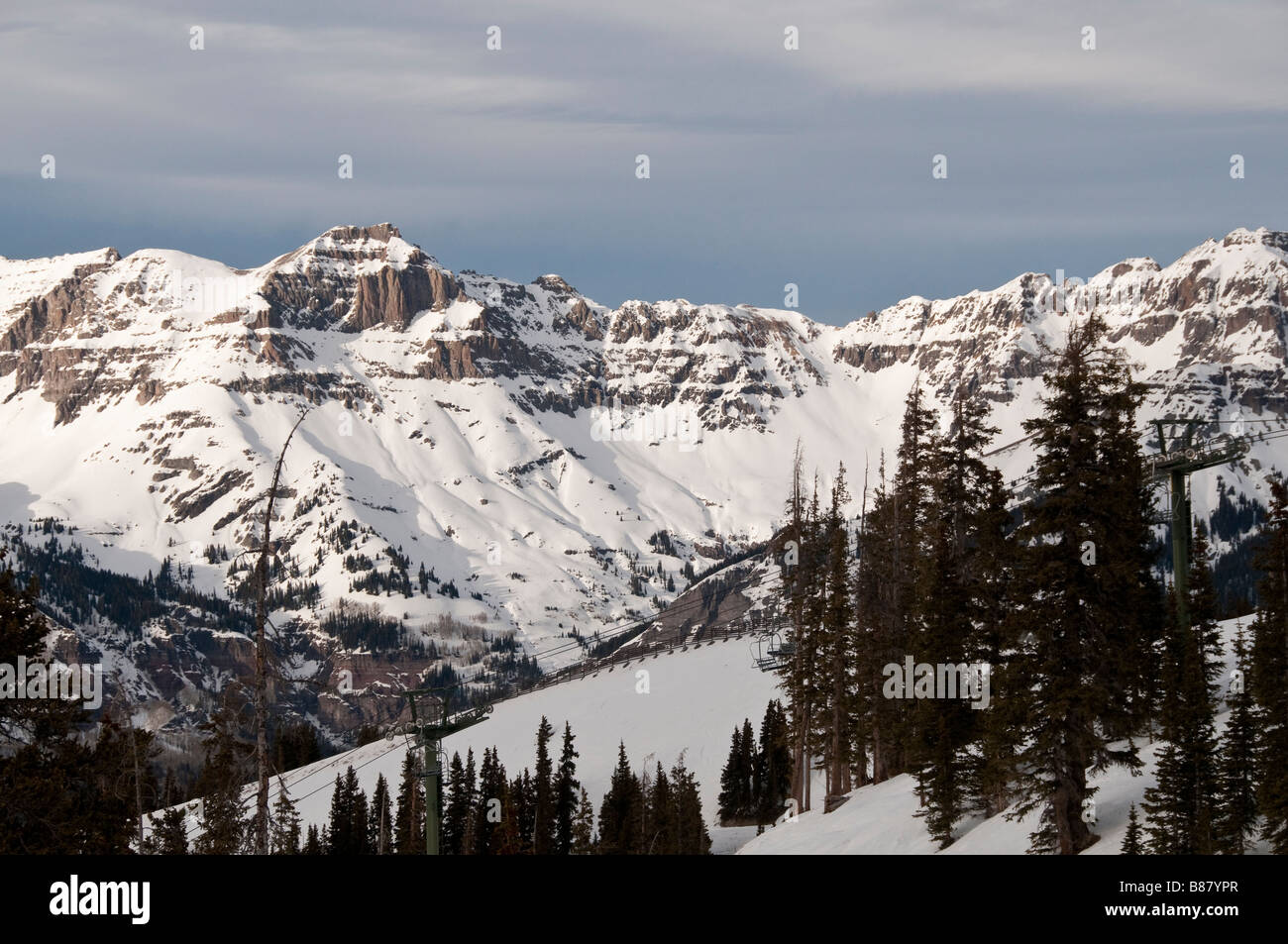 Cliffs and mountains as seen from Tempter House, Telluride Ski Resort ...