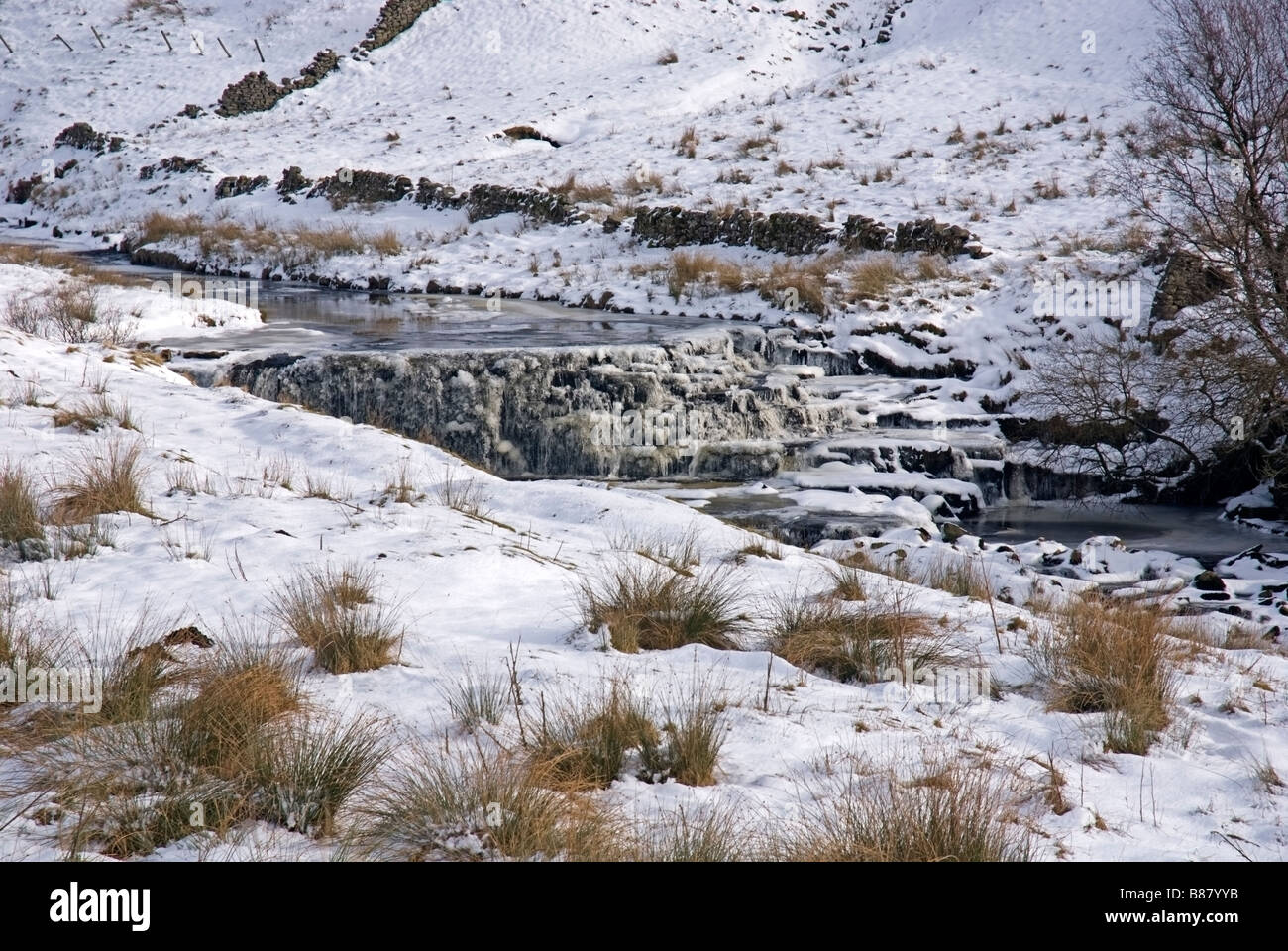 Half frozen waterfall Stock Photo - Alamy