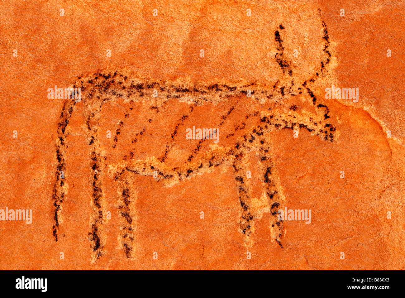 Rock paintings in Messak Mellel (Wadi Mellel or Messak Mellet Stock ...